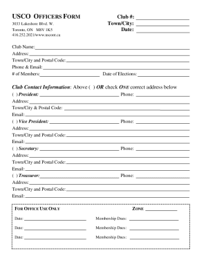 Fillable Online USCO OFFICERS FORM Club #: Town/City Fax Email Print ...