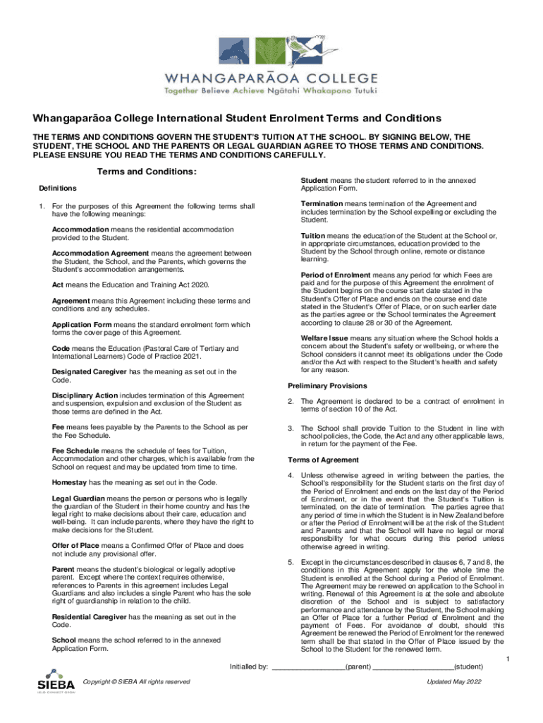 Fillable Online Student Agreement - The University of Auckland Fax Email Print - pdfFiller