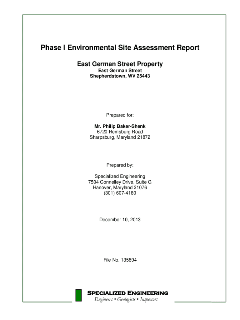 Fillable Online Environmental Site Assessments Phase I and Phase II MD ...