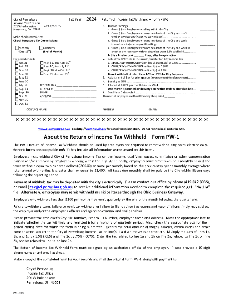 City of Perrysburg Income Tax Form P Tax Year 2021: Fill out & sign ...