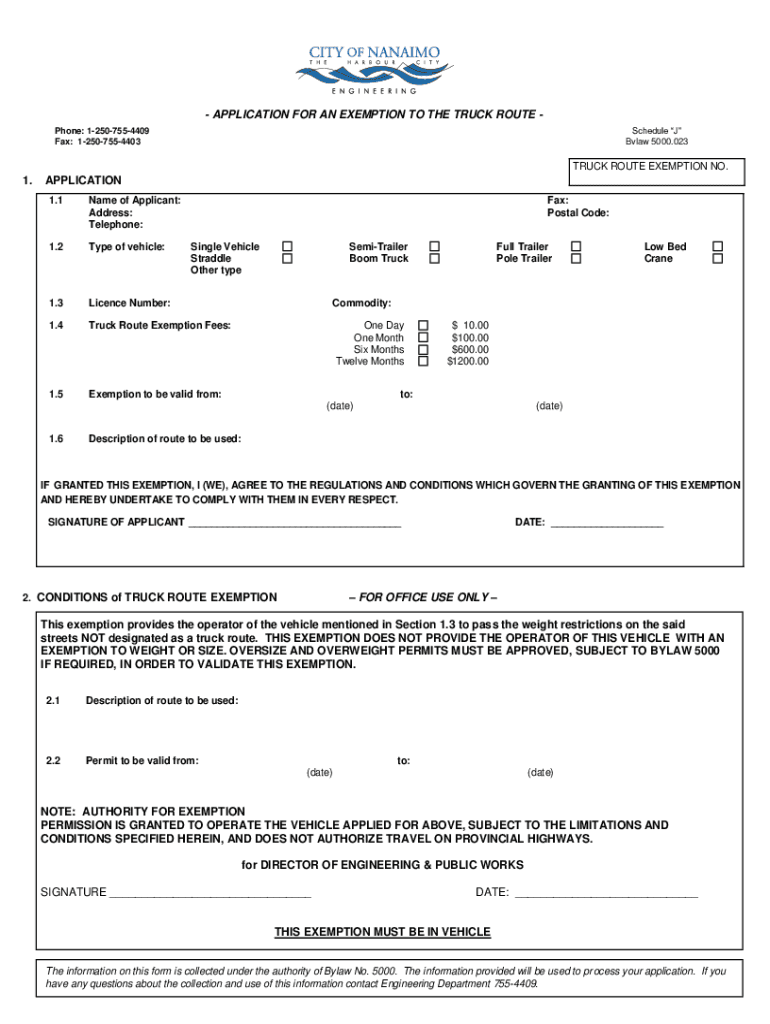Fillable Online oversize/overweight vehicle permits and truck routes ...