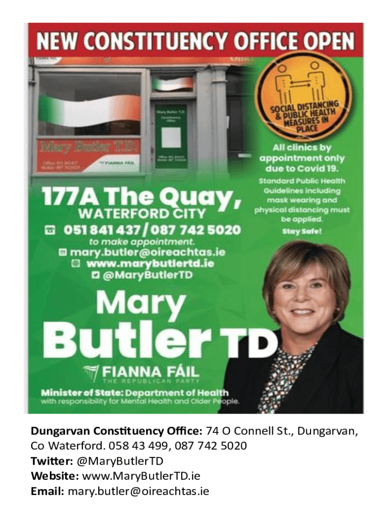 Fillable Online Mary Butler TD Office Contact Details Fax Email Print ...