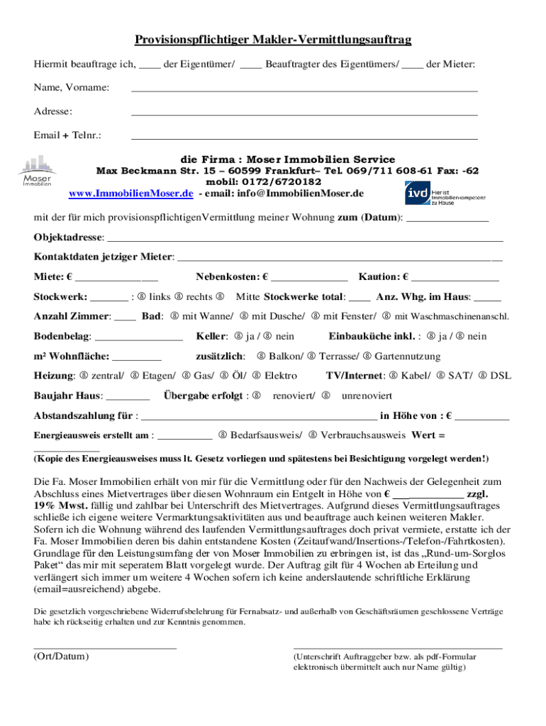 Ausfüllbar Online Hiermit beauftrage ich, der Eigentmer/ Beauftragter ...