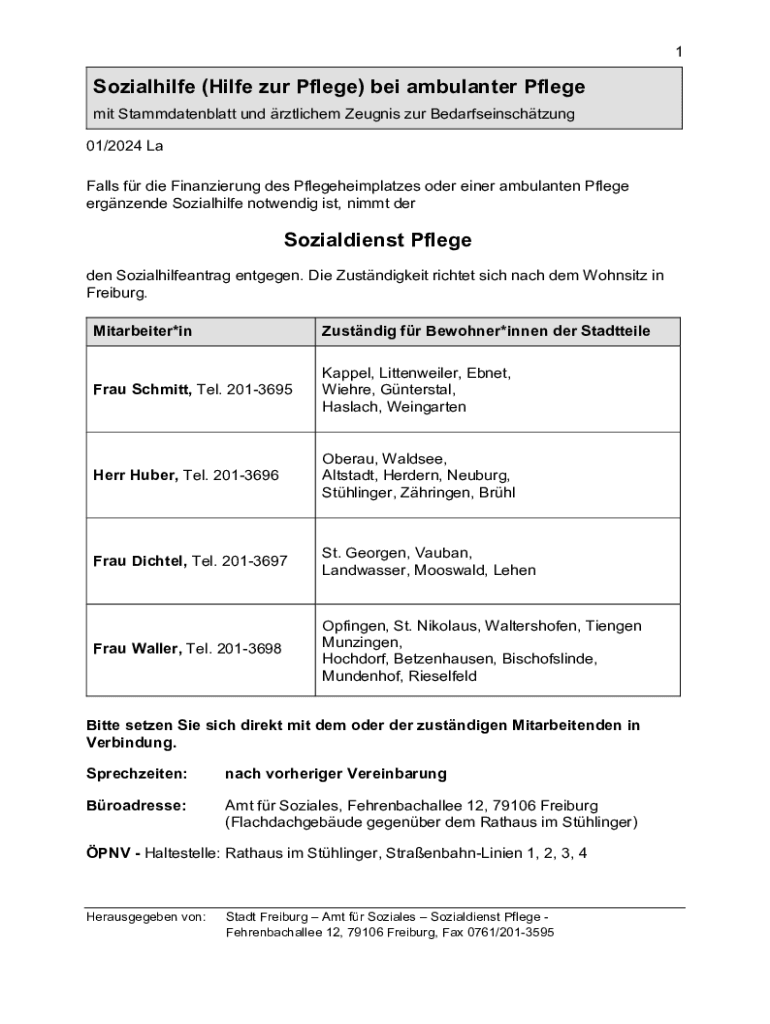 Ausfüllbar Online Hilfe zur Pflege nach dem 7. Kapitel des SGB XII Fax Email Drucken - pdfFiller