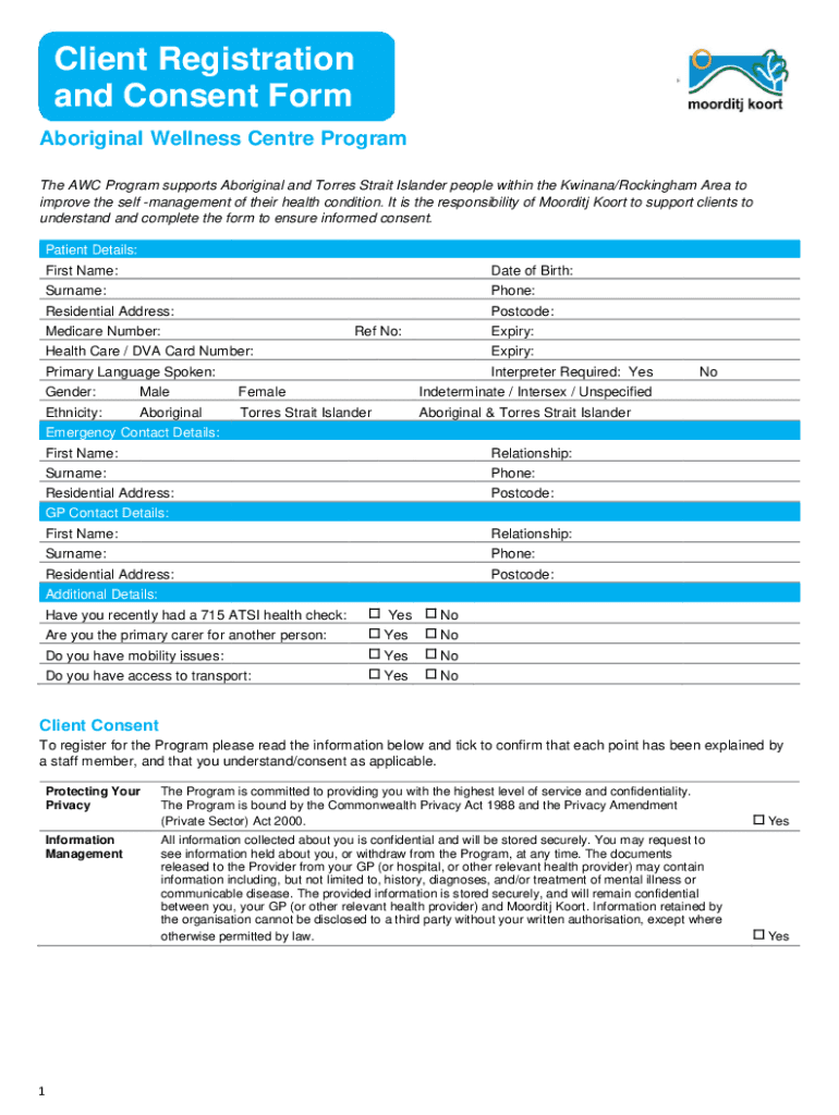 Fillable Online Client Registration and Consent Form Fax Email Print ...