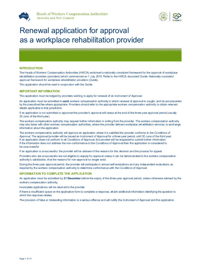 Fillable Online RENEWAL APPLICATION FOR APPROVAL AS A ... Fax Email Print - pdfFiller