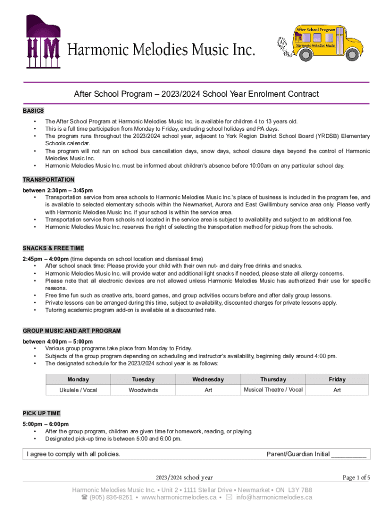 Fillable Online After School Program - Newmarket Fax Email Print ...