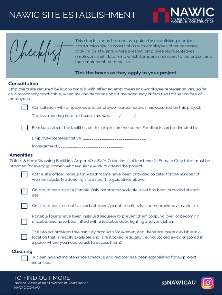 Fillable Online NAWIC Victoria Site Establishment & Employer of Choice ...