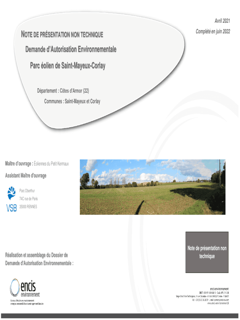 Remplissable En Ligne Projet de parc olien sur les communes de Saint-Mayeux ... Fax Email ...