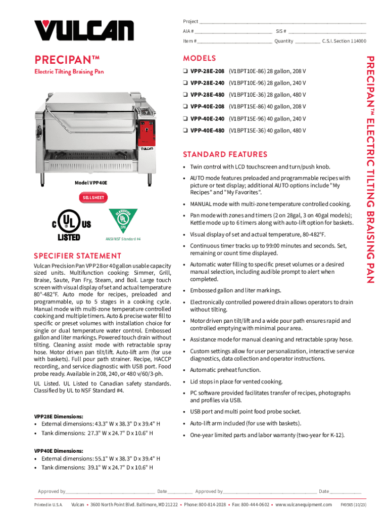 Fillable Online Spec Sheet. vpp Fax Email Print - pdfFiller