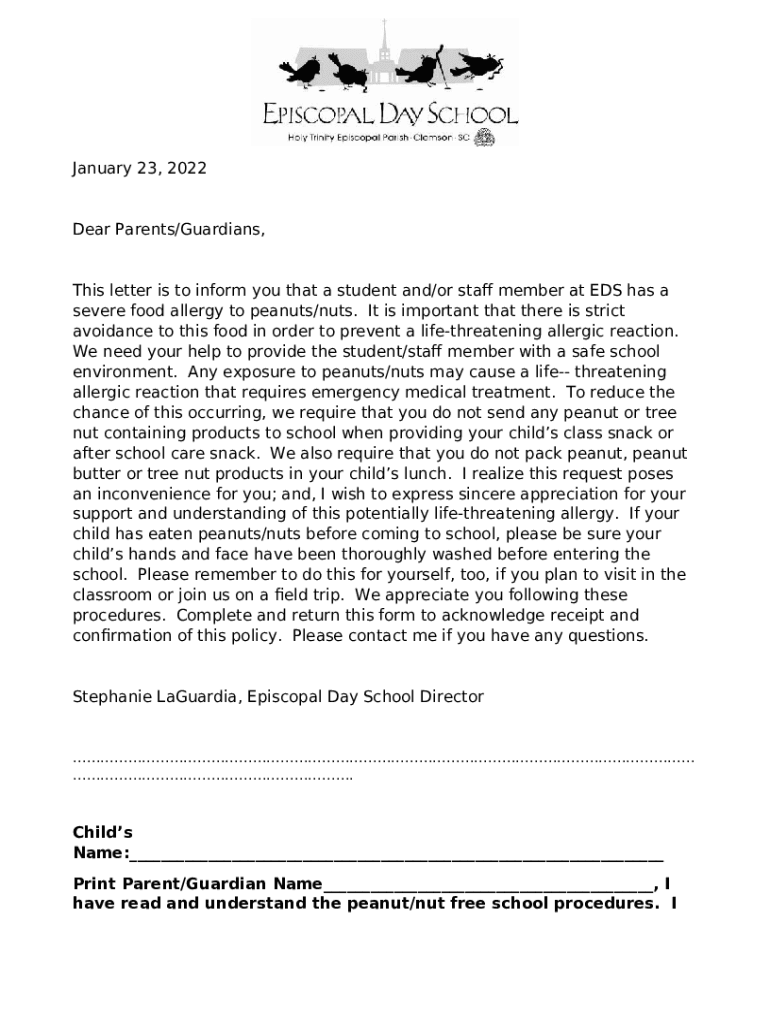 This letter is to in you that a student and/or staff member at EDS has ...