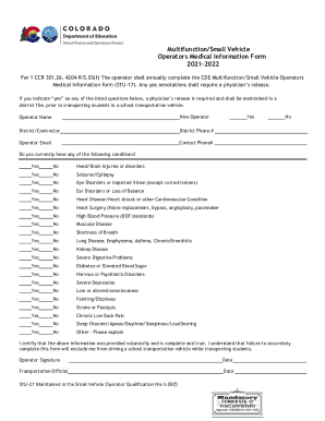 Fillable Online Multifunction/Small Vehicle Operators Medical ...