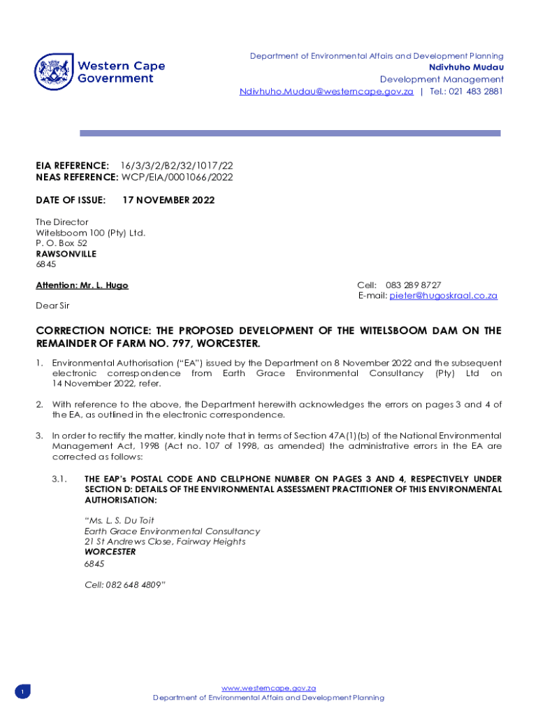 Fillable Online EIA REFERENCE: 16/3/3/2/B2/32/1017/22 Fax Email Print - pdfFiller