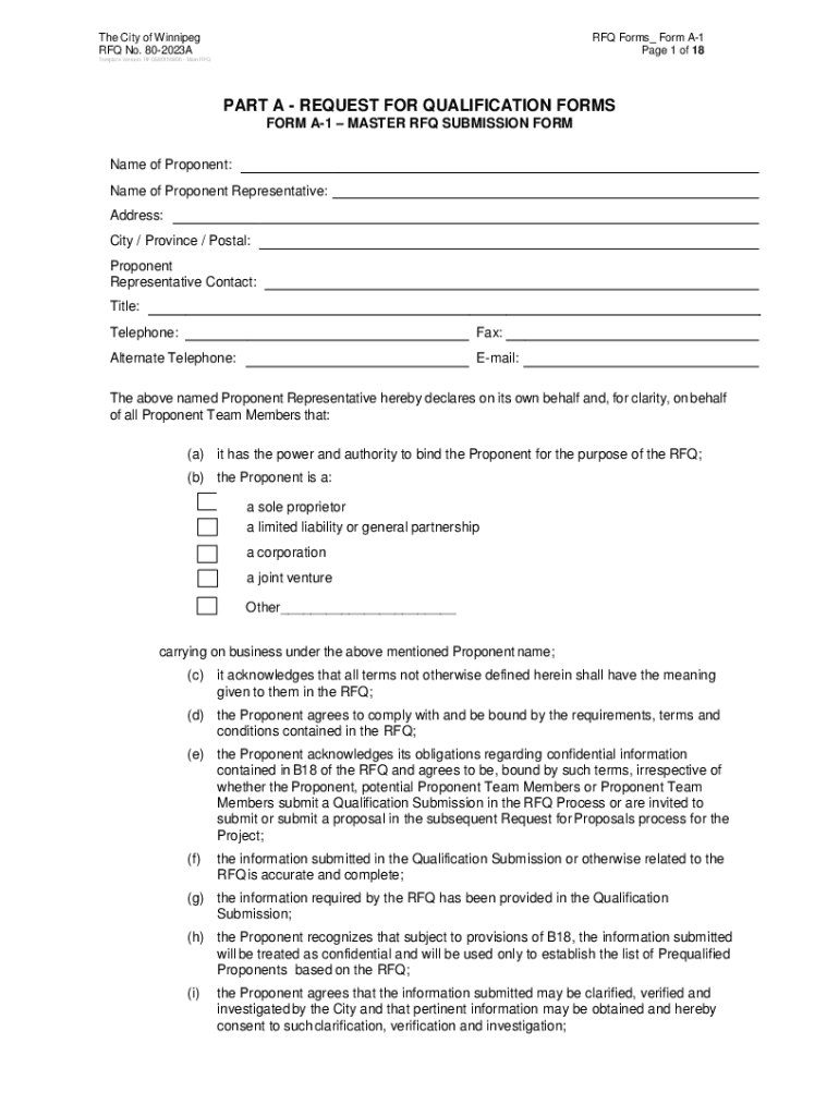 Fillable Online PART A - REQUEST FOR QUALIFICATION FORMS Fax Email Print - pdfFiller