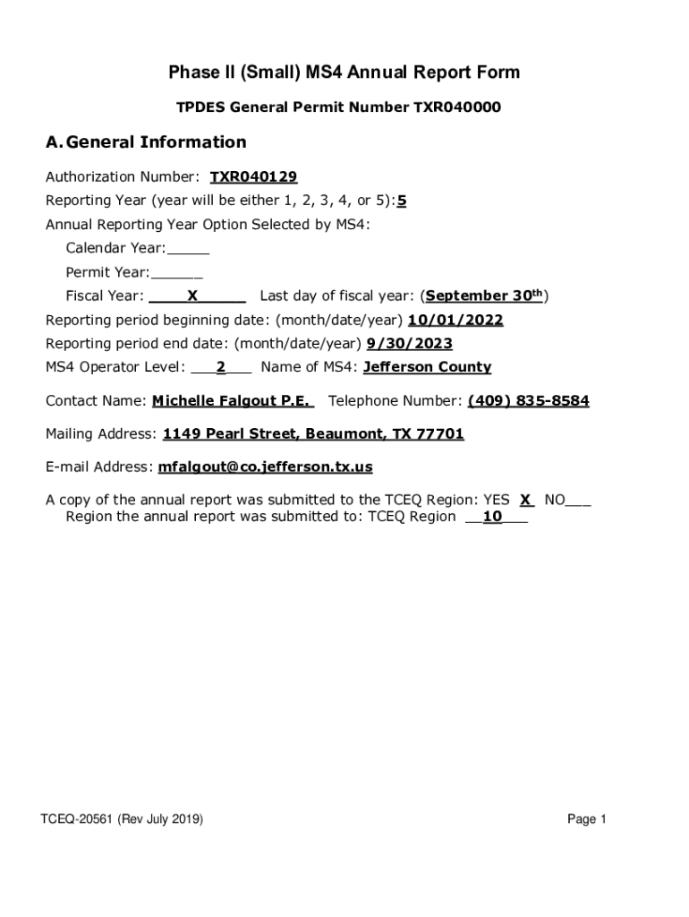 Fillable Online Phase II (Small) MS4 Annual Report Form - Jefferson ...