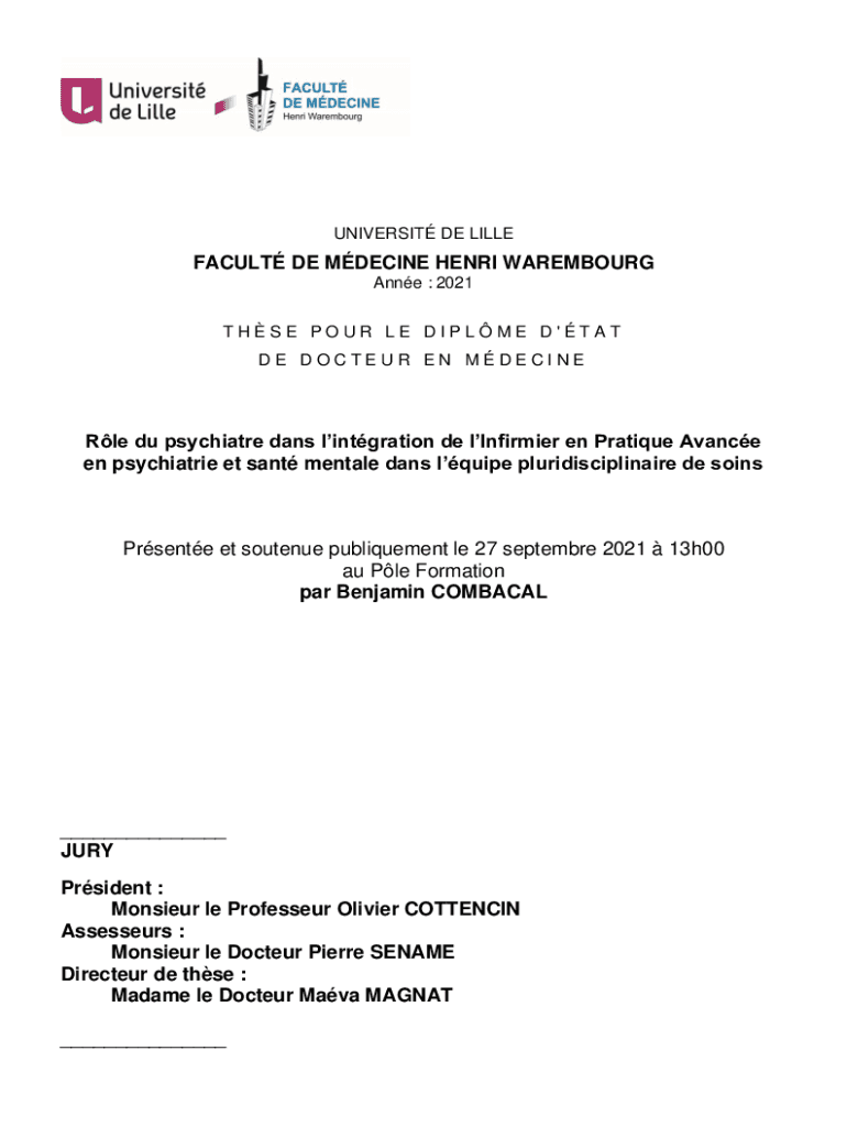 Remplissable En Ligne Rle du psychiatre dans lintgration de lInfirmier ...