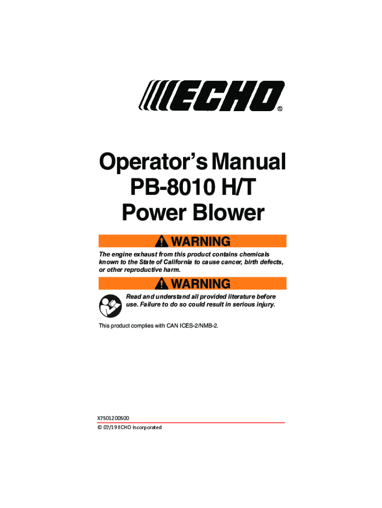 Fillable Online Fillable Online Operator's Manual PB-8010 H/T Power ... Fax Email Print - pdfFiller