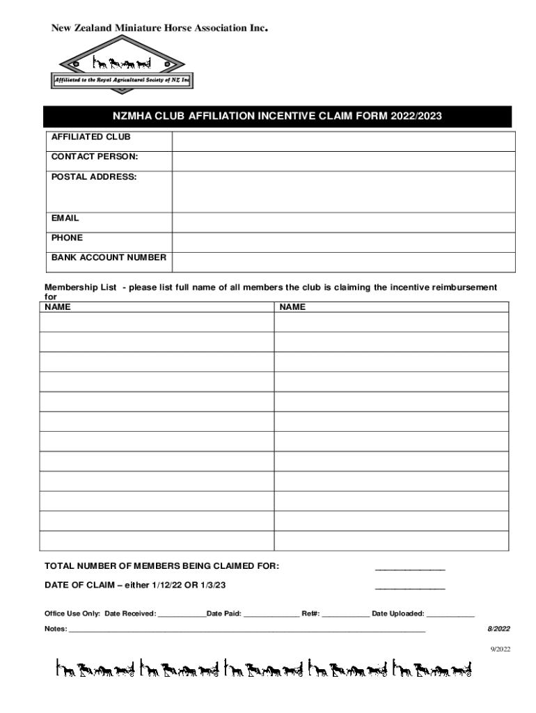 Fillable Online Affiliated Club - Affiliation Incentive Claim Form Fax ...