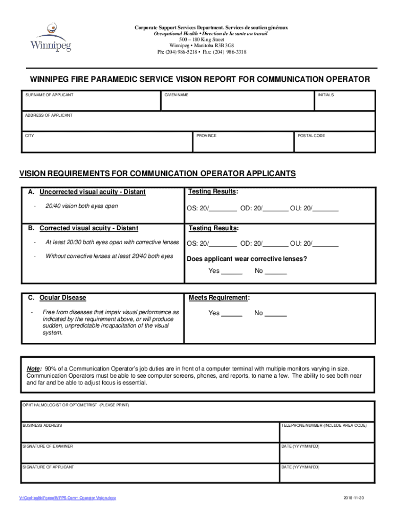 Fillable Online Communication Operator Vision Form Fax Email Print ...