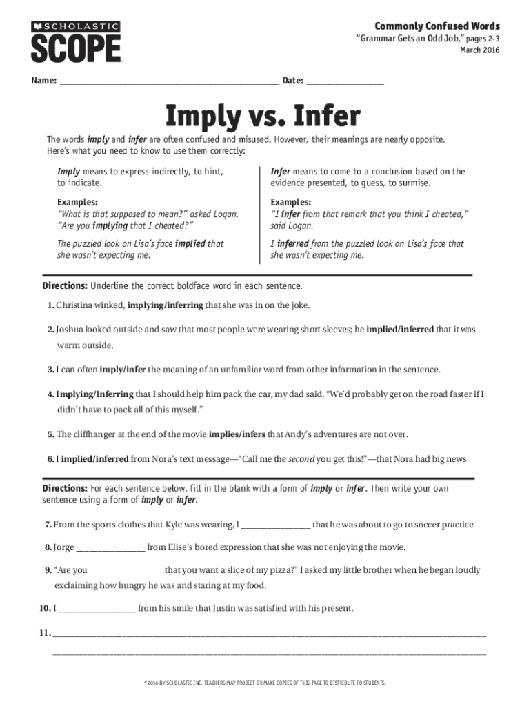 Fillable Online Imply vs. Infer: How to Choose the Right Word Fax Email ...