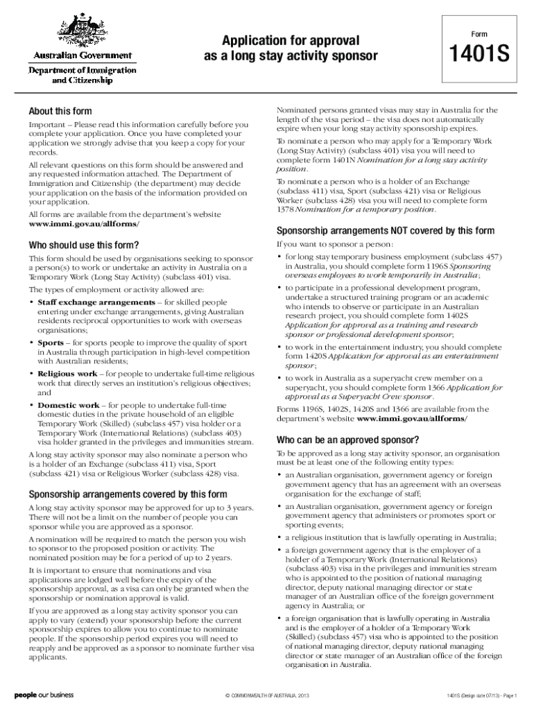 Fillable Online Temporary activities sponsor - Immigration and ...