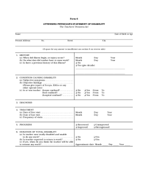 Fillable Online Attending physician's statement of disability. M.R. 86/ ...