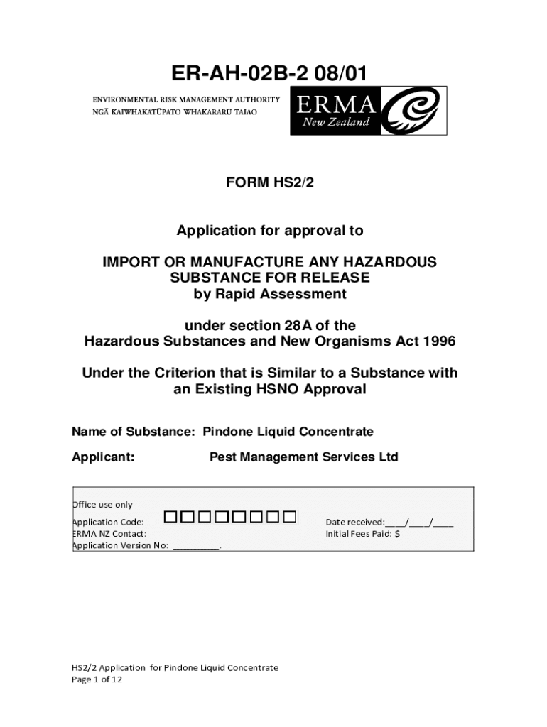 Fillable Online . ER-AH-02B-2 -Pindone Liquid Concentrate(REVISED 3 ...