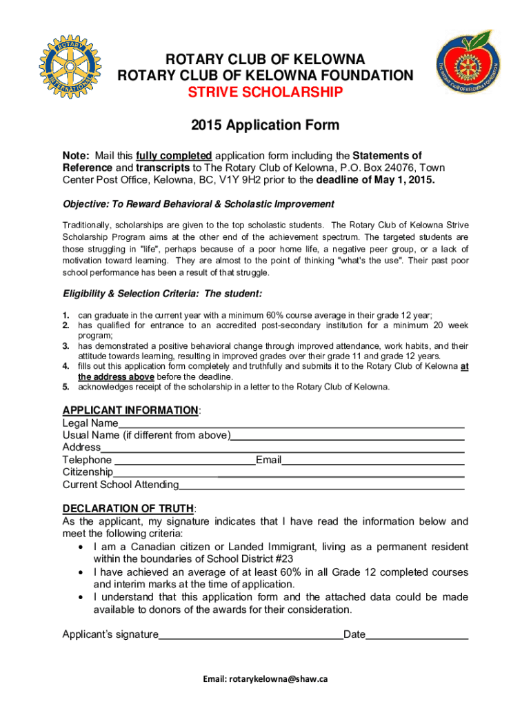 Fillable Online Fillable Online ROTARY CLUB OF KELOWNA Fax Email ... Fax Email Print - pdfFiller
