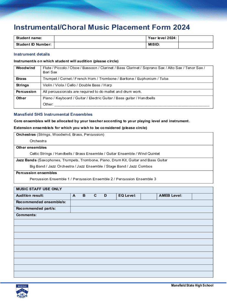 Fillable Online mansfieldshs eq edu All-State Band Audition Etudes Fax ...