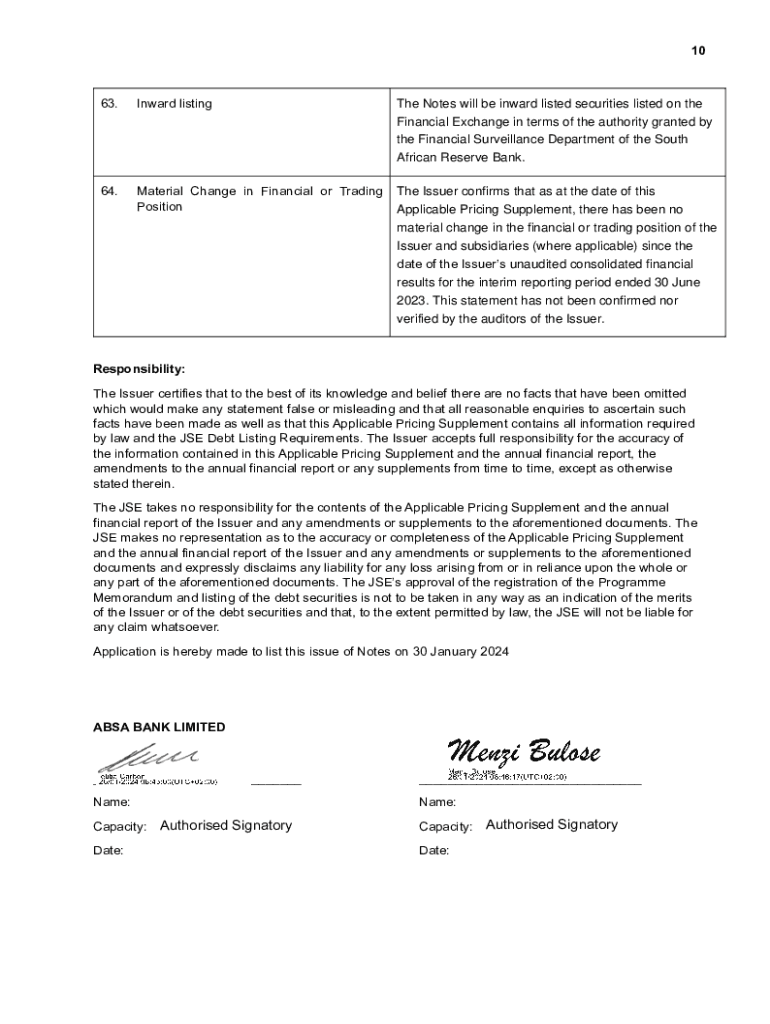 Fillable Online Issue of ZAR R200,000,000 Republic of South Africa ...