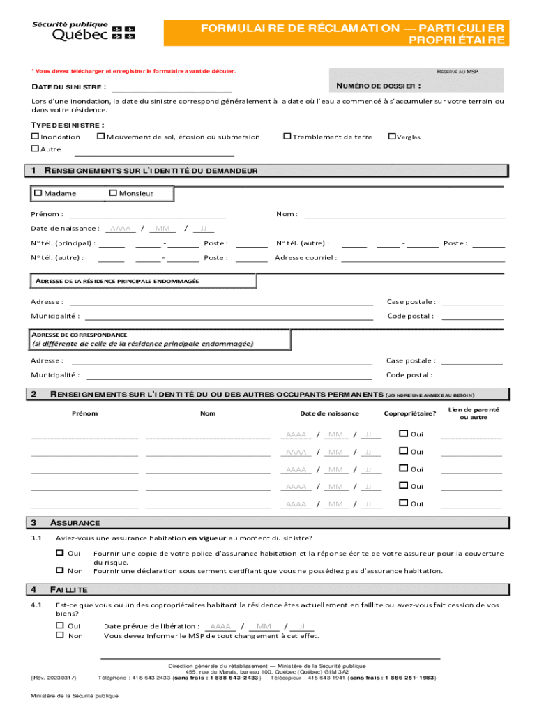Remplissable En Ligne Programme d'indemnisation et d'aide financire lors de ... Fax Email ...