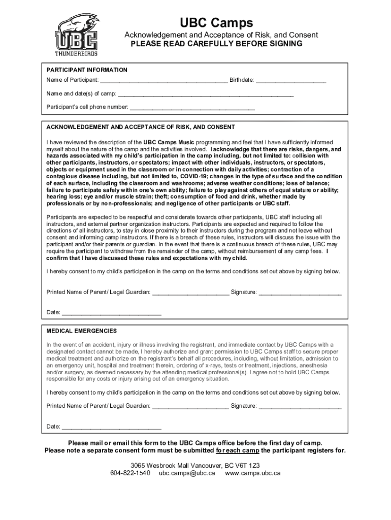 Fillable Online recreation ubc This document is a template for creating ...