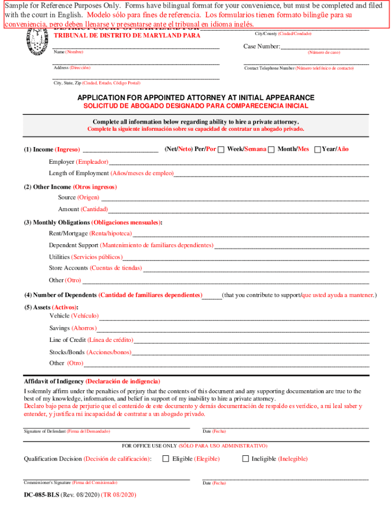 Completable En línea Application for Appointed Attorney at Initial ...