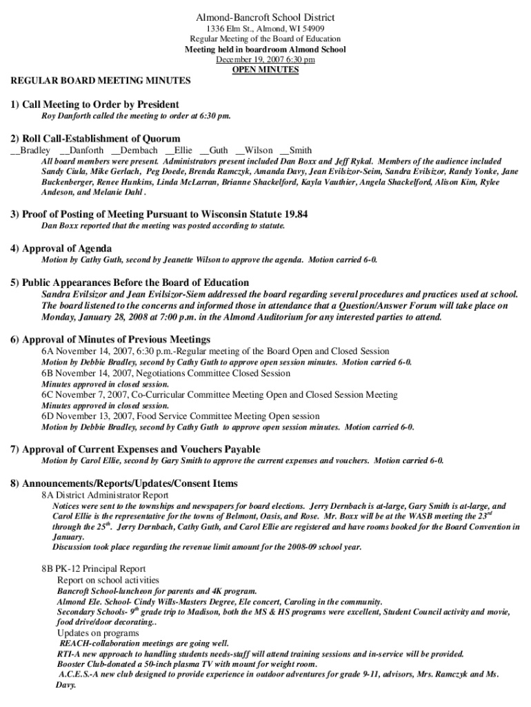 Fillable Online Administrators present included Dan Boxx and Jeff Rykal Fax Email Print - pdfFiller