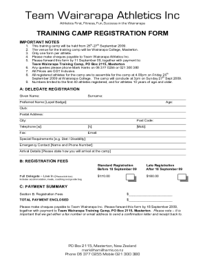 Fillable Online Training Camp Registration Form.doc Fax Email Print - pdfFiller