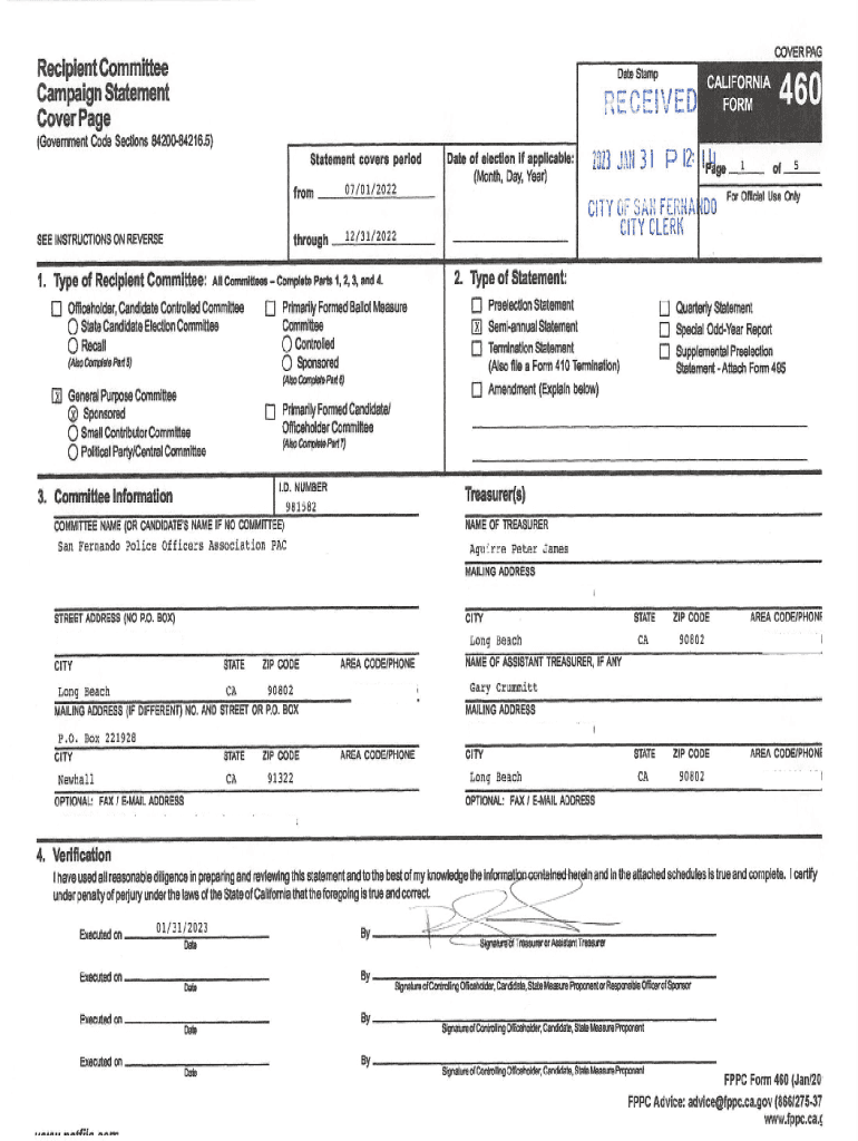 Fillable Online cover page - california 460 - City of Ceres Fax Email ...