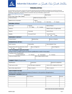 Fillable Online Seventh-Day Adventist Schools (Greater Sydney) Limited ...