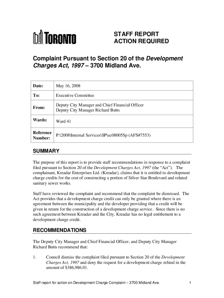 Fillable Online Complaint Pursuant to Section 20 of the Development ...