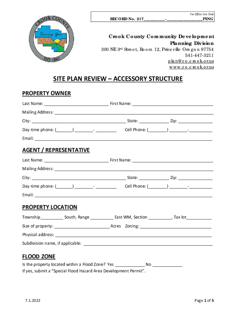 Fillable Online co crook or SITE PLAN REVIEW ACCESSORY STRUCTURE Fax Email Print - pdfFiller