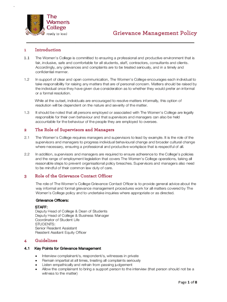 Fillable Online Grievance Procedures, Office of the Vice Provost for ...