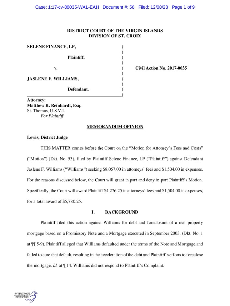 Fillable Online 17-035 - Selene Finance, LP v. Williams - Content ...