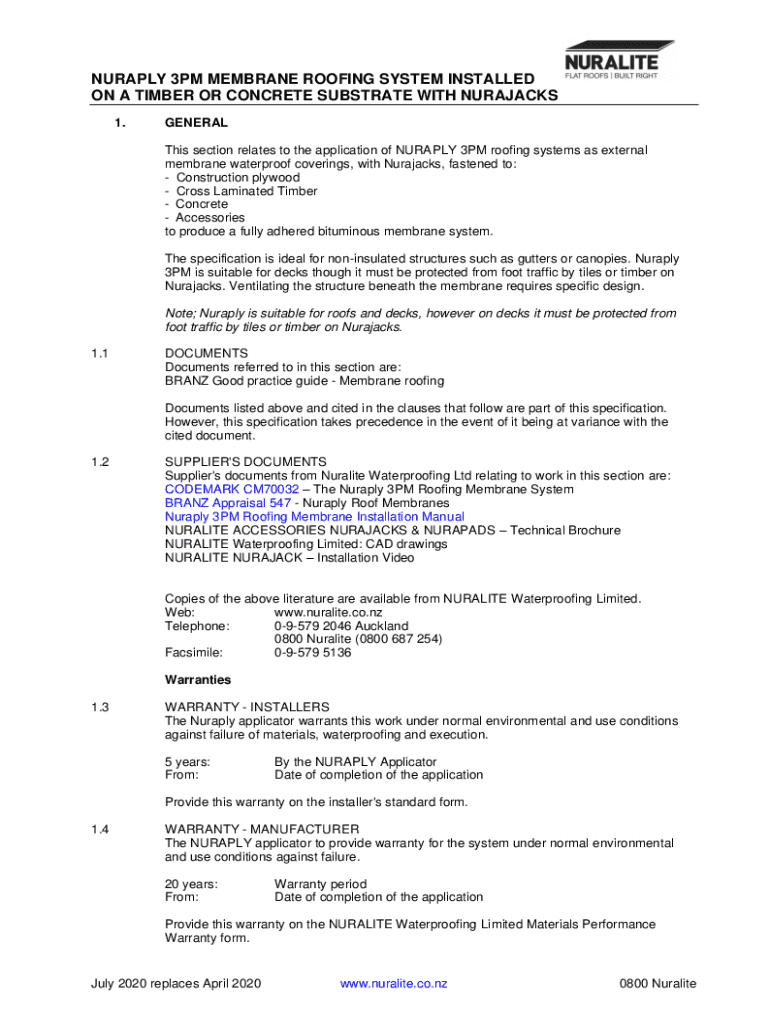 Fillable Online Nuraply 3PM Roofing Membrane Installation Manual Fax Email Print - pdfFiller