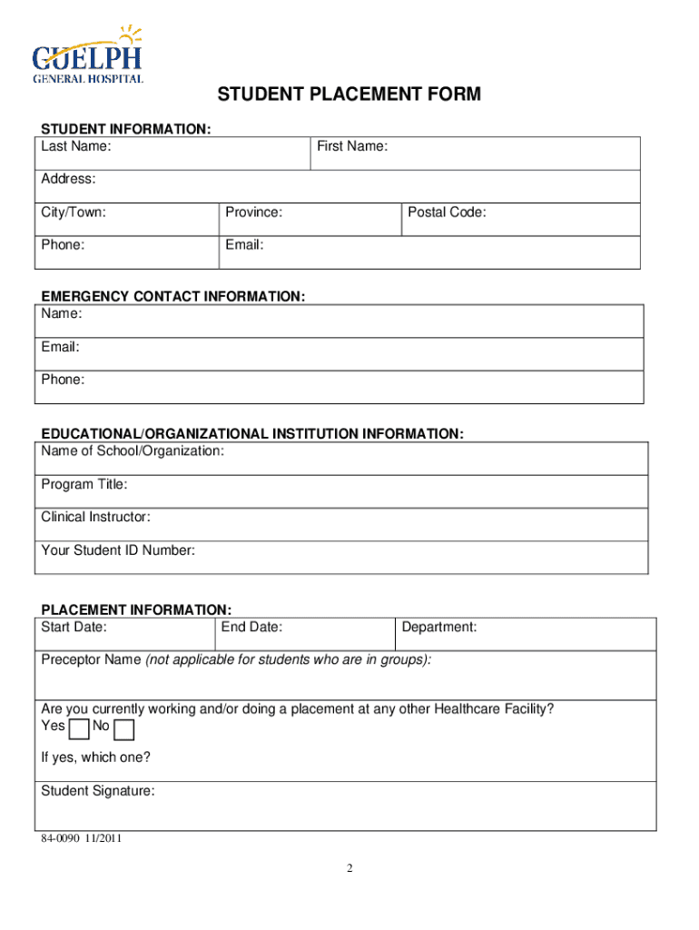 Fillable Online Important Information on Completing Placement Forms Fax ...