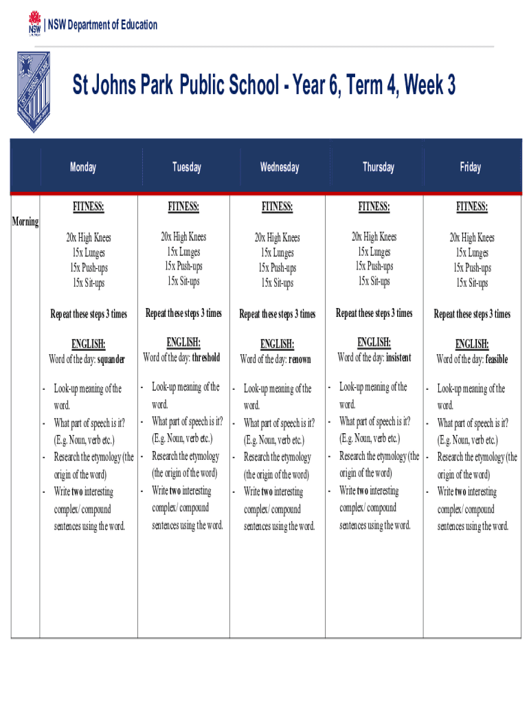 Fillable Online St Johns Park High School: Home Fax Email Print - pdfFiller