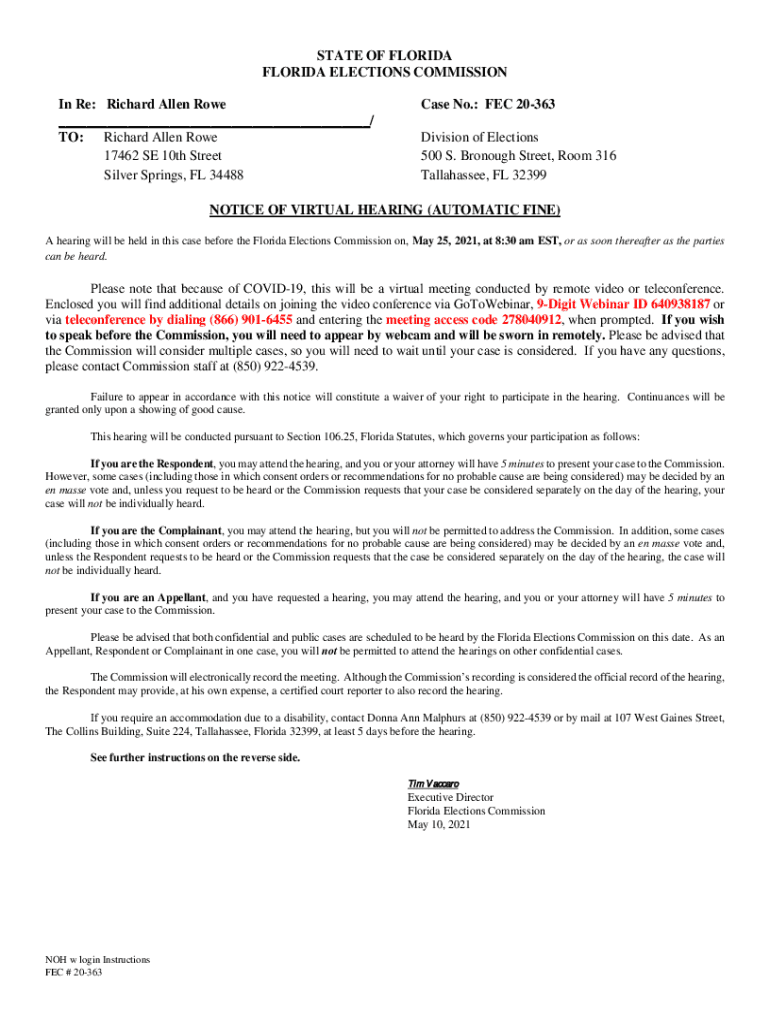 Fillable Online Richard Allen Rowe Fax Email Print - pdfFiller