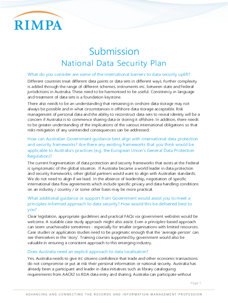 Fillable Online National Data Security Plan - Department of Home ...