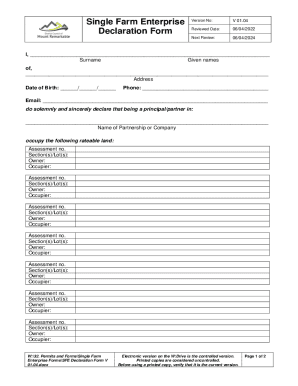 Fillable Online Single Farm Enterprise Declaration Form Fax Email Print ...