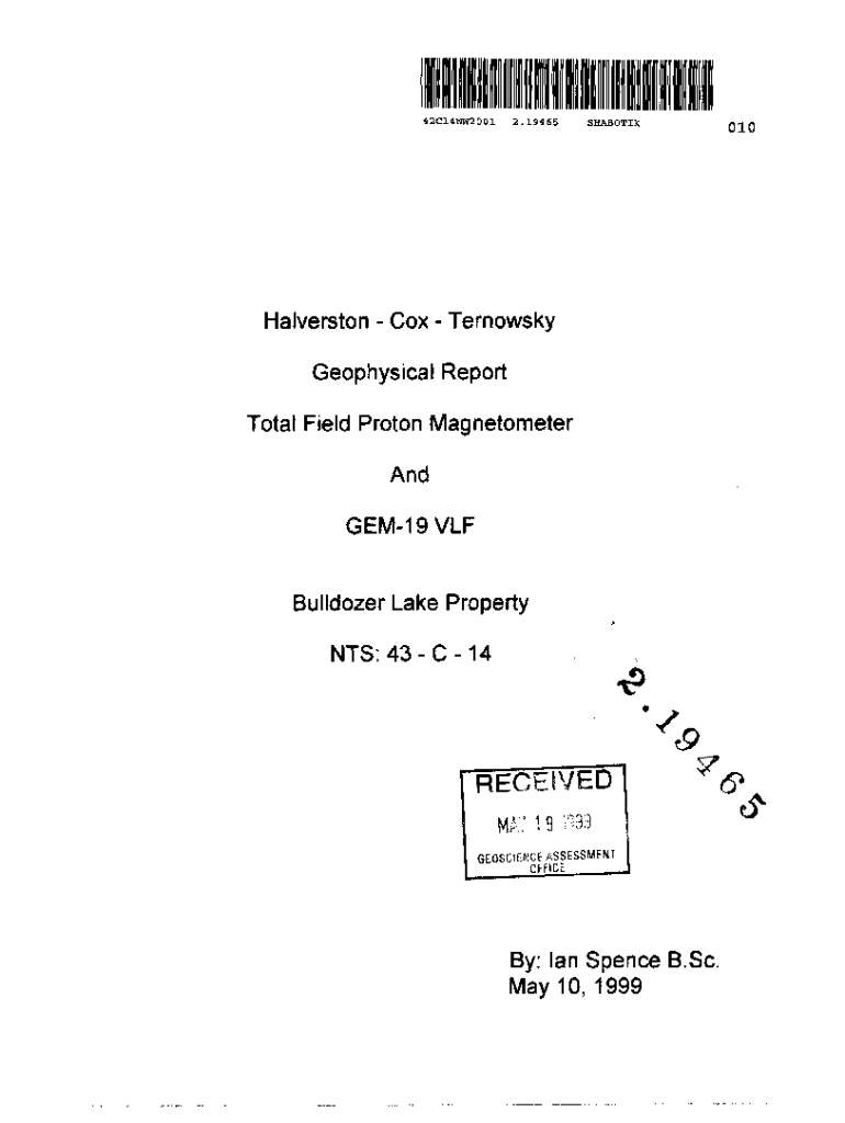 Fillable Online HALVERSTON-COX-TERNOWSKY GEOPHYS RPT TOTAL FIELD PROTON ...