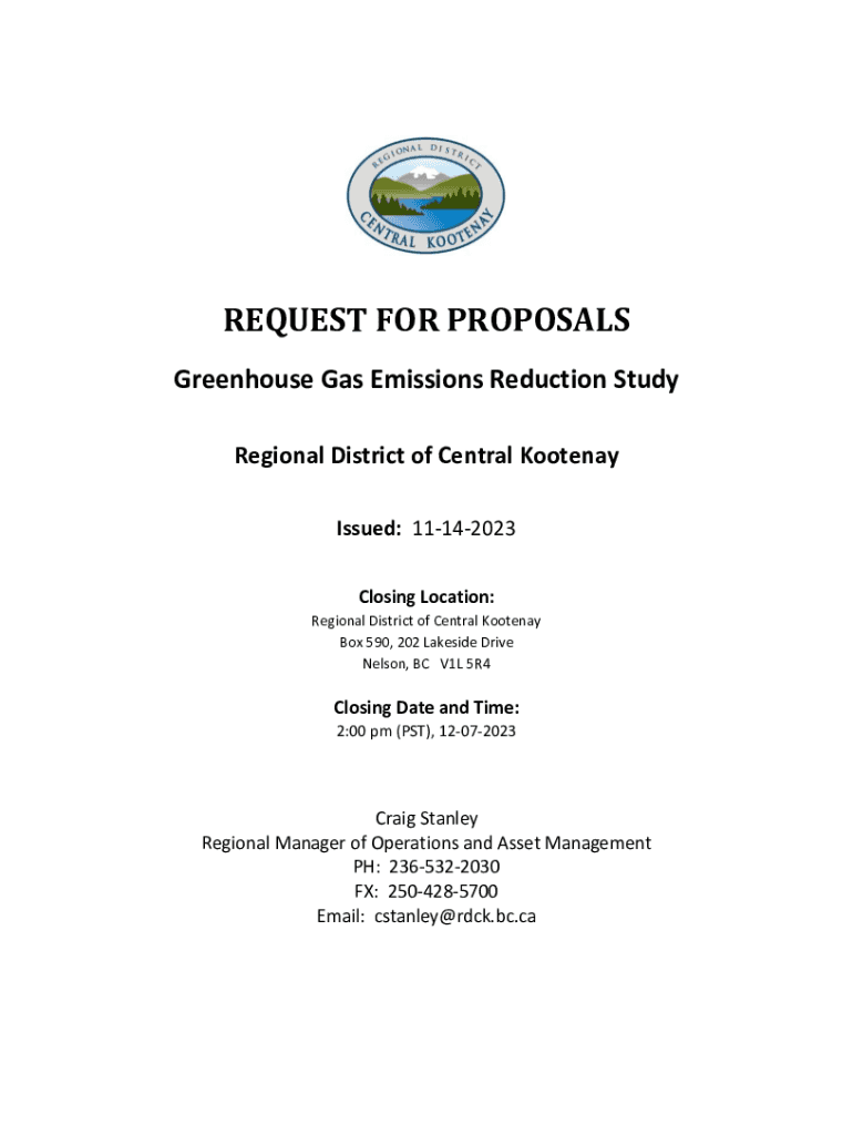 Fillable Online Request for Proposal: Greenhouse Gas Emissions ... Fax ...