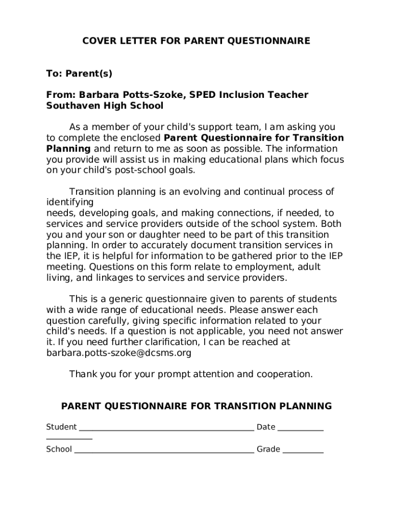 A Letter to Those Special Education Parents Doc Template | pdfFiller